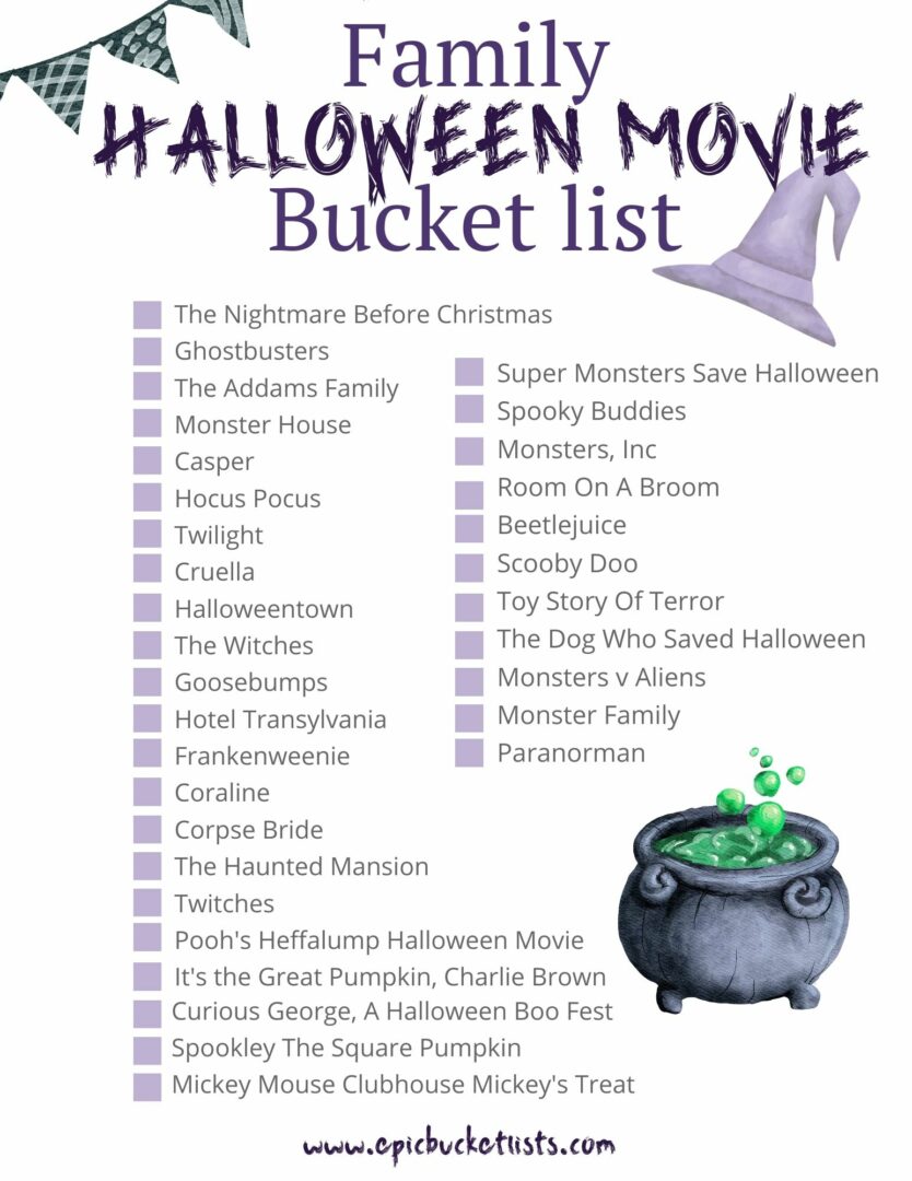 Halloween Movie Bucket List: 60+ Movies With Free Printable