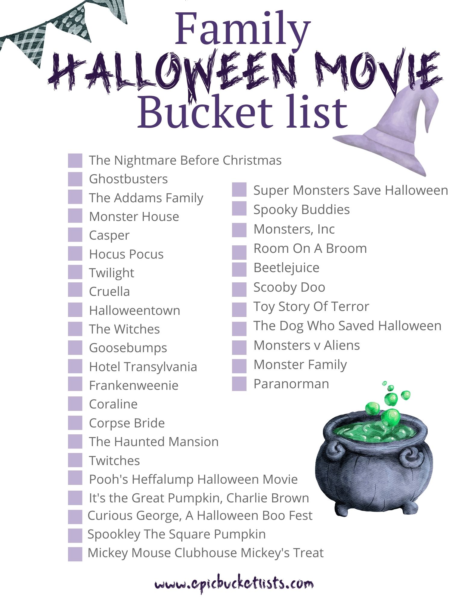 Halloween Movie Bucket List: 60+ Movies With Free Printable
